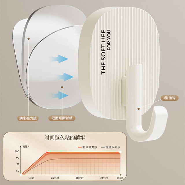 Cream style hook strong adhesive no punching load-bearing dormitory bathroom toilet kitchen wall ...