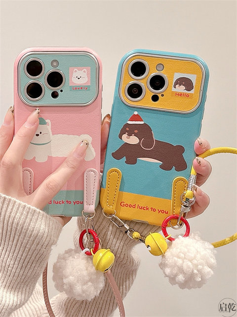 Qiqian contrast color West Highland Dachshund wristband iPhone16/15 mobile phone case suitable ...