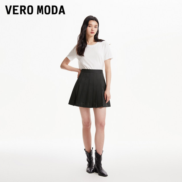 Veromoda Ole Half Skirt 2024 Spring and Autumn New Sweet Age Academy Wind high waist pleated skirt