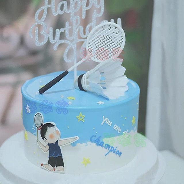 Badminton themed birthday cake boys and ladies tennis racket 18-year ...