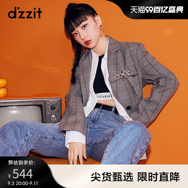 dzzit Disu Ole spring and autumn retro plaid woven suit jacket suit for ...