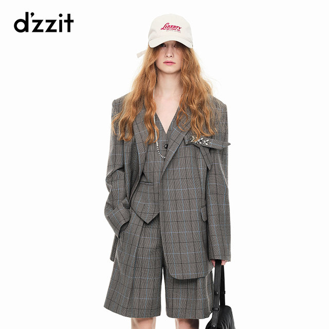 dzzit Disu Ole spring and autumn retro plaid woven suit jacket suit for ...