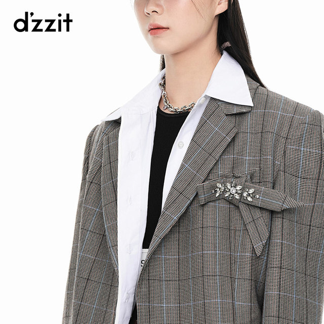 dzzit Disu Ole spring and autumn retro plaid woven suit jacket suit for ...