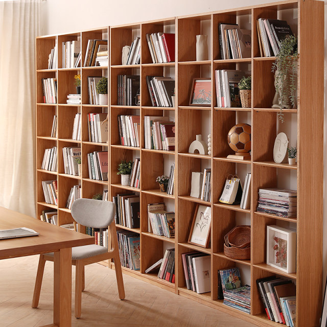 Solid wood ultra-thin bookshelves oak bookcases wall storage racks ...