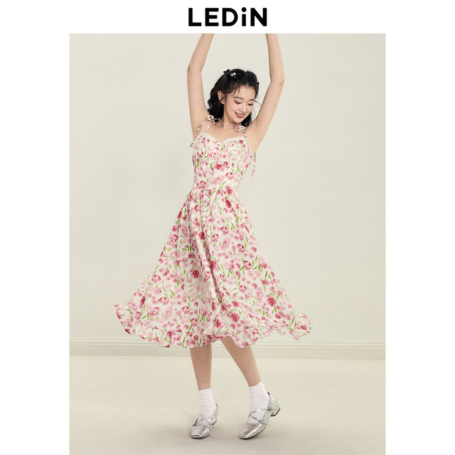 Lechang Sweet Tea Rose Dress Summer New Women's French Skirt Seaside ...