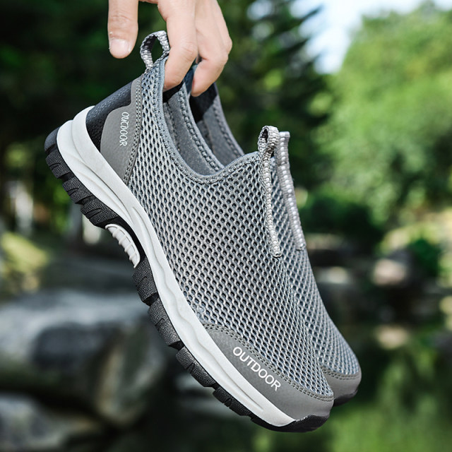Large size mesh shoes for men in summer breathable 45 slip-on lazy men 46 mesh shoes 47 outdoor ...