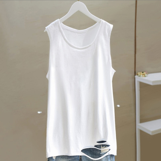 Middle -length cotton vest female inner top, new fat mm large size ...