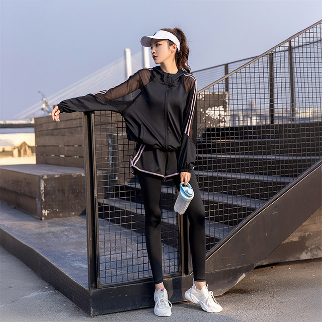 Running women's suit autumn and winter fitness morning running suit ...