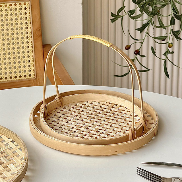 Creative handmade bamboo weaving small bamboo basket home refreshment ...