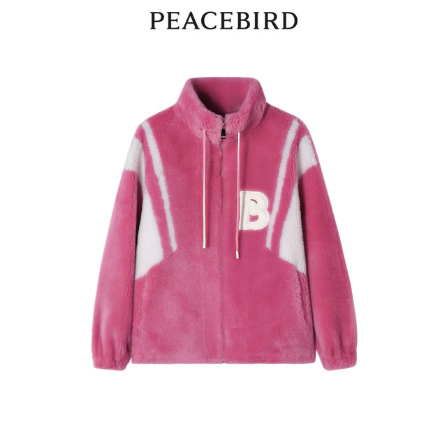 PEACEBIRD Fashion New Winter Contrast Color Wool Jacket A5ADC4C15 Outlet