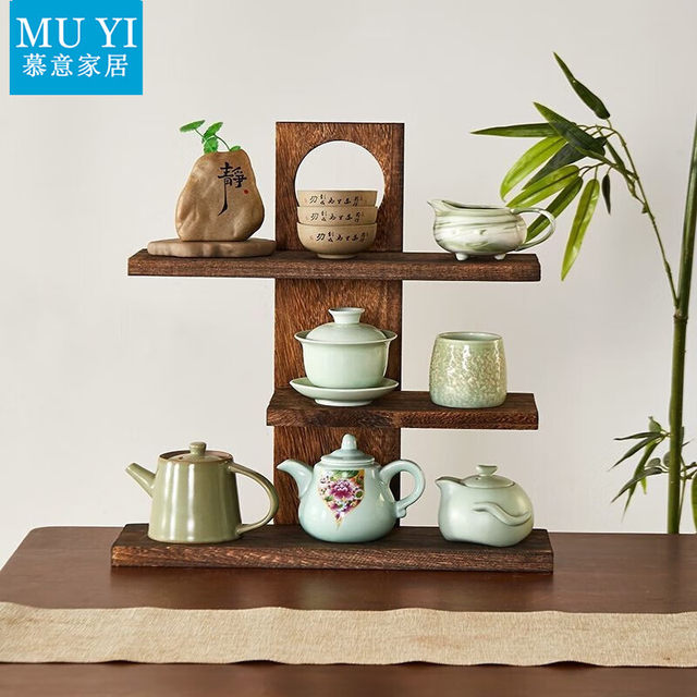 Desktop Bogu rack solid wood Chinese tea set tea rack shelf teapot ...