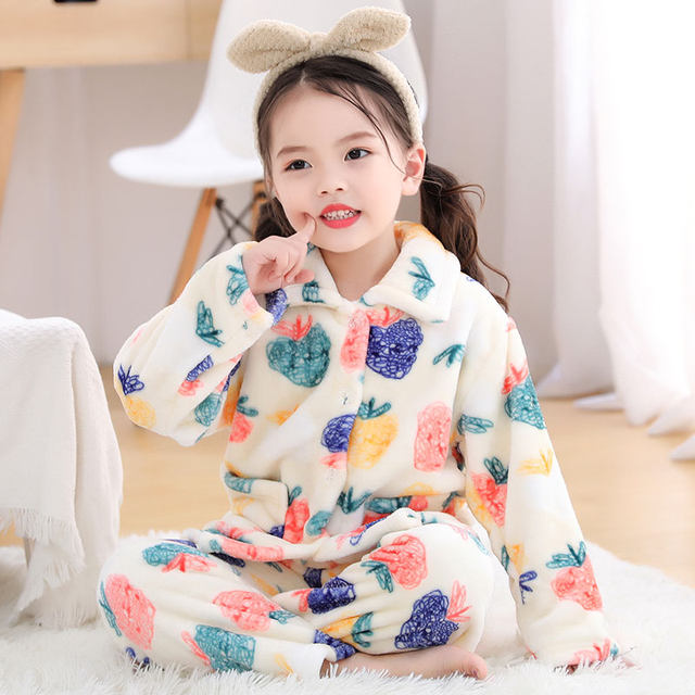 Children's Flannel Pajamas for Autumn and Winter, Fleece-Lined and ...
