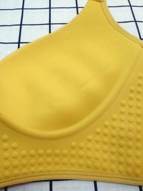 Golden yellow push-up bra, brushed one-piece wire-free adjustable ...