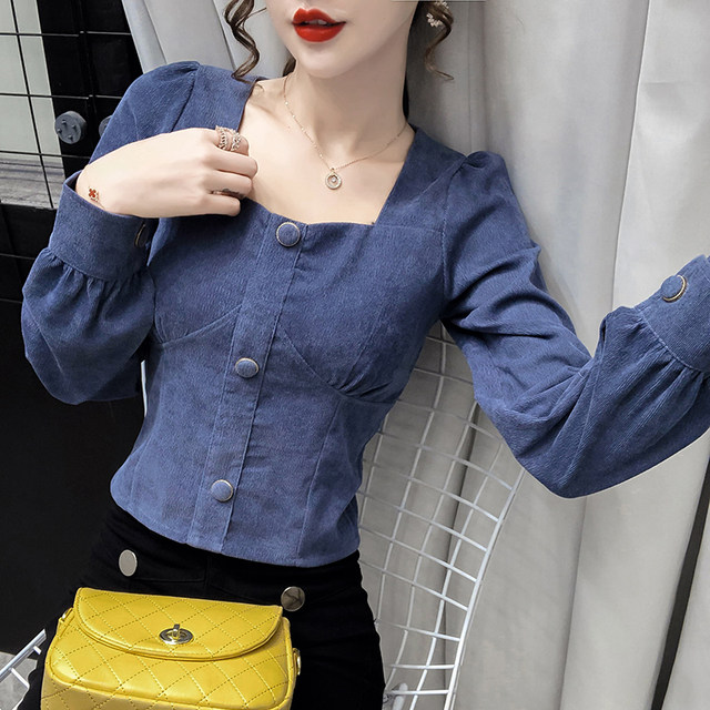 Fashionable square collar shirt for women in spring and autumn 2025 new ...