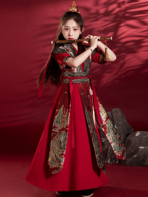 Girls Hanfu 2025 Summer Girls Martial Arts COS Mulan Performance ...
