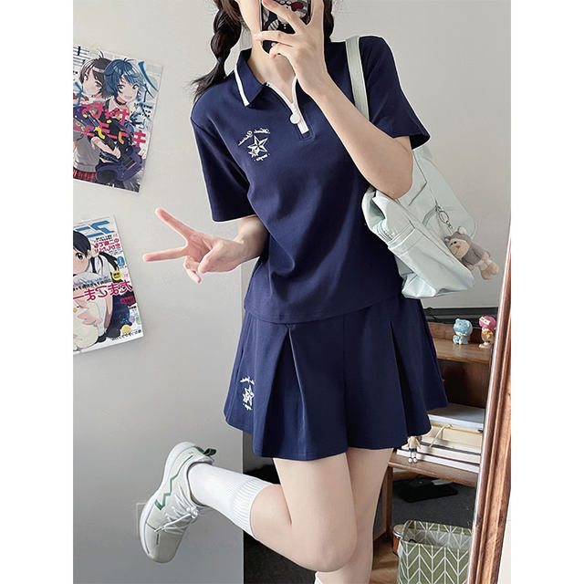 Mo Qiu JK uniform Qianzhexing pleated safety pants skirt short-sleeved ...