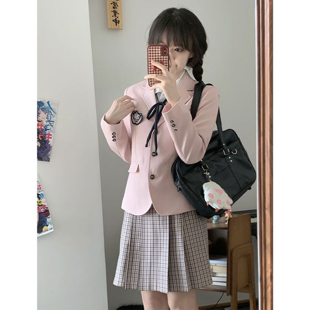 Mo Qiu JK Uniform Original Design Yechuan Women's Sakura Pink Waist Small Suit Japanese Short ...