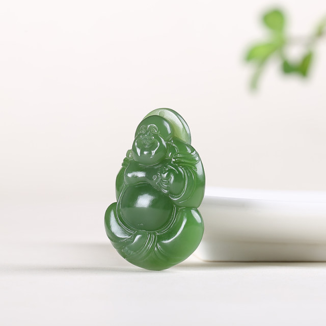 Natural Xinjiang Hetian Jade Maitreya Jade Stone Pendant Blue Jade ...