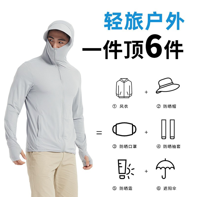 UPF50+ ice silk sunscreen clothing for men and women anti-ultraviolet ...