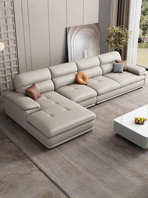 Gu Fei Scandinavian Leather Sofa Top Layer Cowhide Modern Minimalist ...