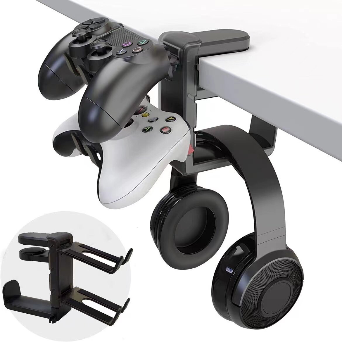 Head-Mounted Two-in-One Headphone Hanger with 360-Degree Rotating Headphone Stand with PS5 Game ...