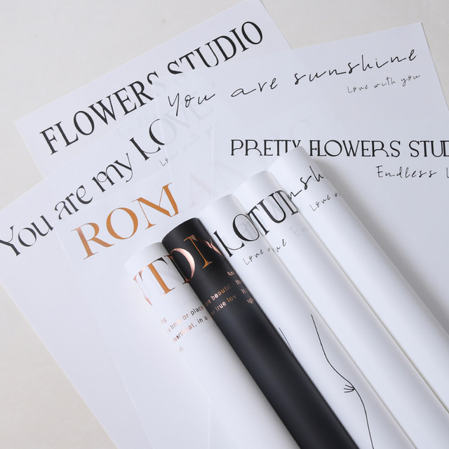 Hot stamping English internet celebrity paper flower wrapping paper ...