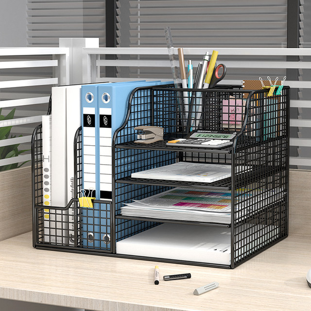 Desktop file storage rack Office folder storage box Multi-layer ...
