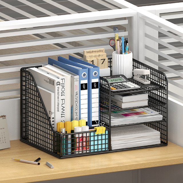Desktop file storage rack office folder storage box multi-layer ...