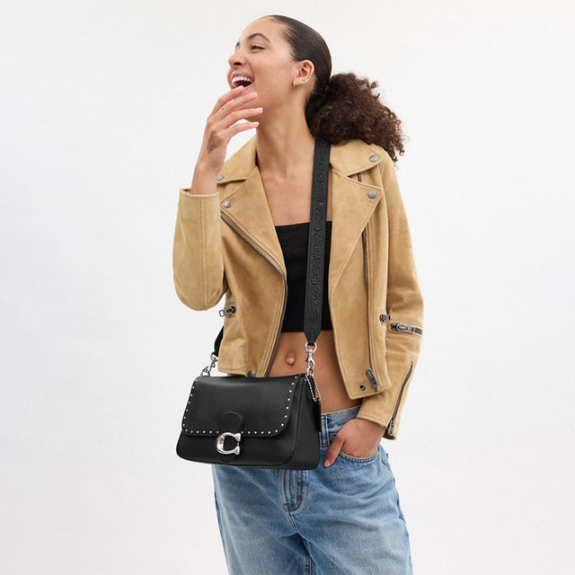 COACH Women's Rivet SOFTTABBY Shoulder Bag Crossbody Bag Black High-end