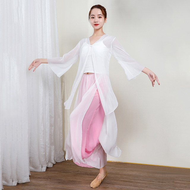 Classical dance clothing for women, chiffon outer cover, long body style, Chinese dance, new ...