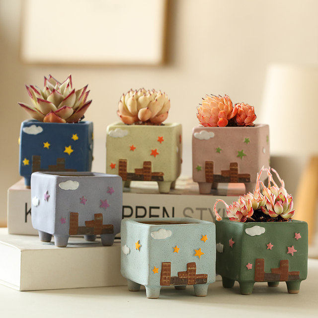Full stop cartoon creative personality succulent flower pot ceramic ...
