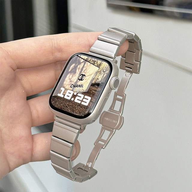 Suitable for iWatch bamboo butterfly buckle metal strap applewatch S10 ...