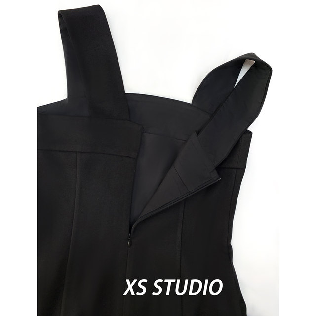 Fishtail skirt suspender dress 2024 spring and summer new suit Hepburn ...
