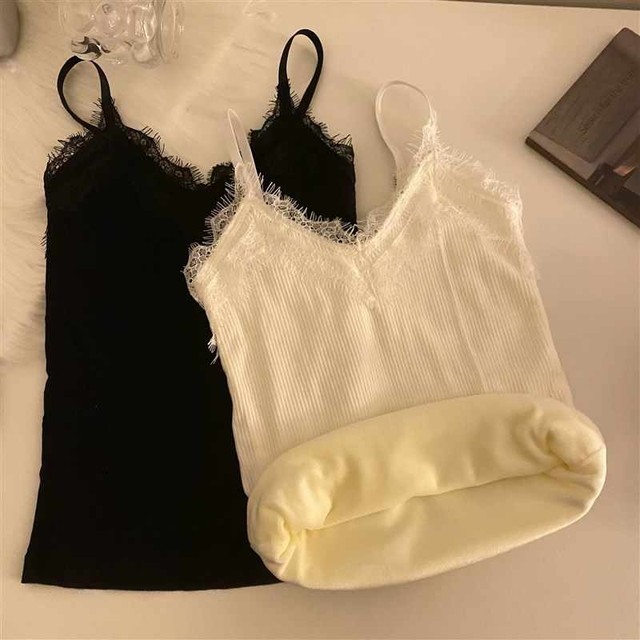 Thickened small camisole women's winter velvet beautiful back suit with ...