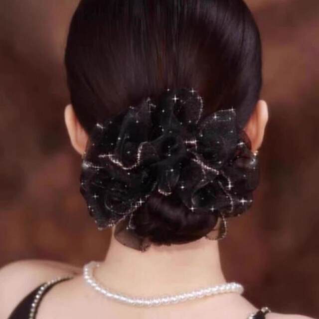 Fluffy flower bud large intestine hair ring high elastic large head ...