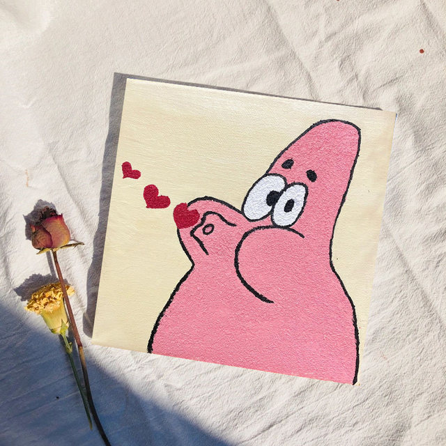Spongebob three-dimensional texture diy digital oil painting filled oil ...
