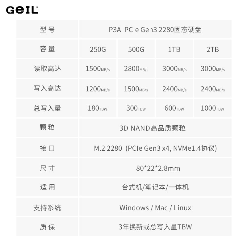 Igo Geil P3a 1TB M.2 NVMe SSD - High Performance Solid State Drive