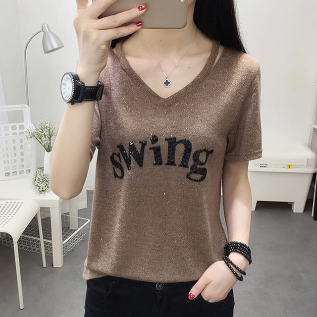 2025 New Summer Fashion Tops for Women Loose Large Size Ice Silk Short ...