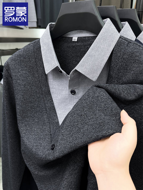 Romon Holiday two sweater men in spring and autumn collar the bottom ...