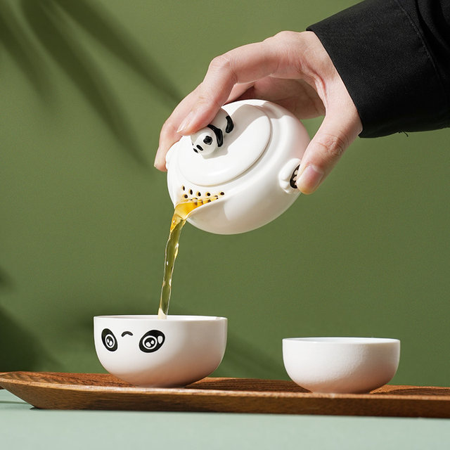 Panda Quick Cup One Pot Two Cups Portable Creative Tea Set Gift Travel ...