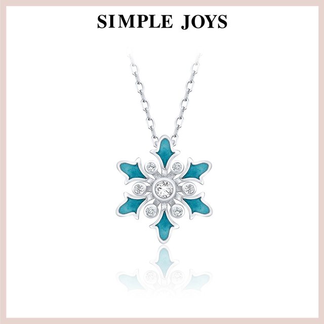 SIMPLEJOYS Simple and Happy Blue Snowflake Necklace 925 Silver Original ...