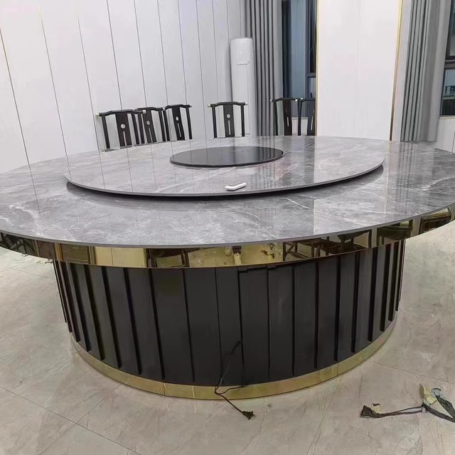 Hotel box dining table manual electric round table rock plate hotel ...