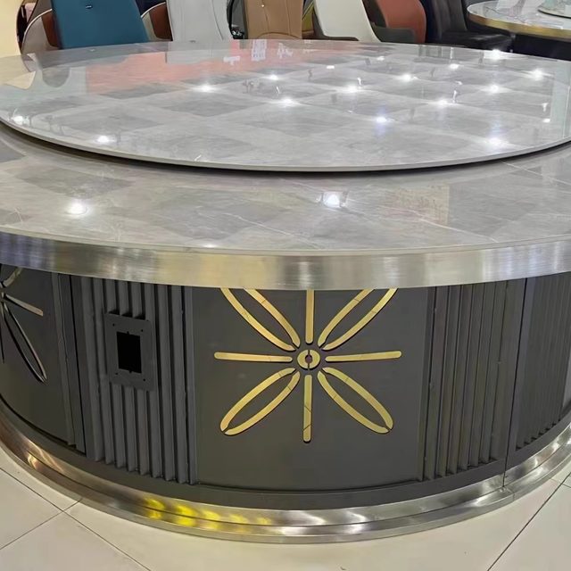 Hotel box dining table manual electric round table rock plate hotel ...