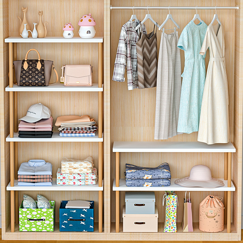 Prestige Wooden Wardrobe Organizer - Layered Partition Cabinet