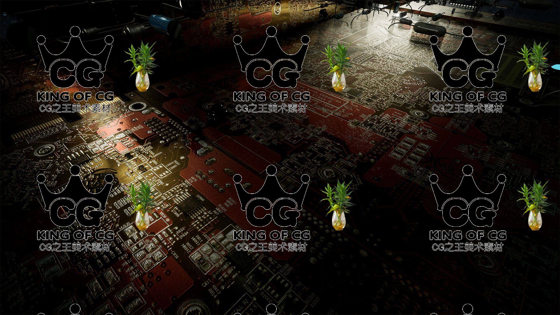 UE5 Unreal 4 central processor electronic board component flashing LED ...