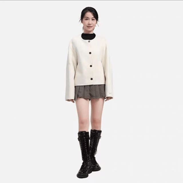 New Korean style loose single-breasted round neck jacket for small ...