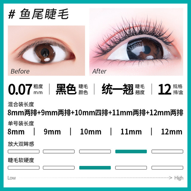 anjicat net red fish tail style Duo Mao grafted eyelashes fish tail ...