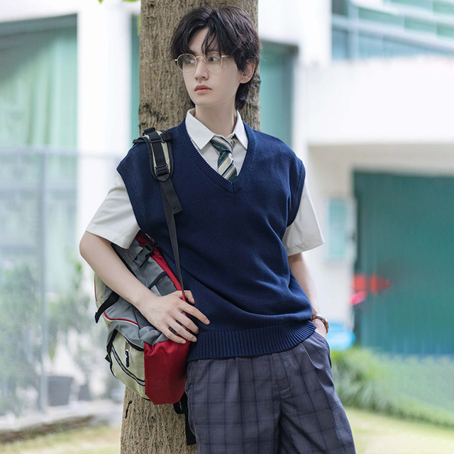 dk uniform knitted vest autumn and winter college style V-neck sweater ...