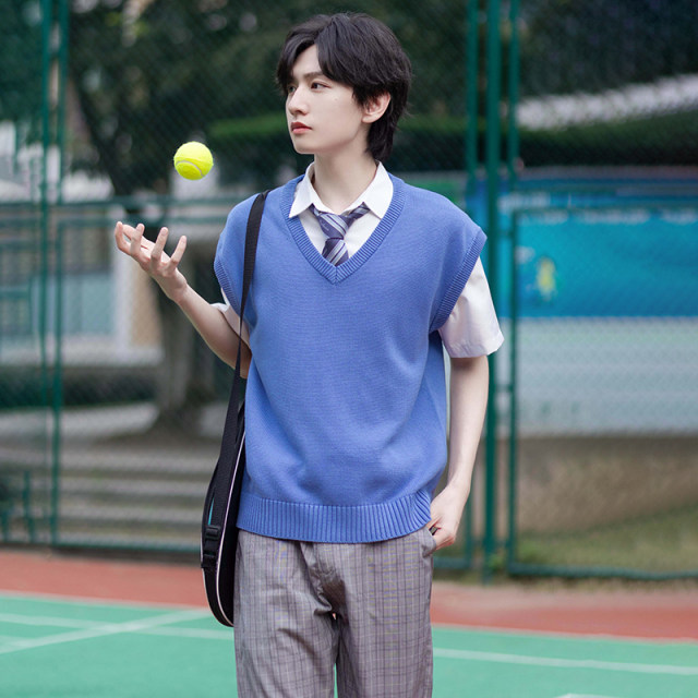 dk uniform knitted vest autumn and winter college style V-neck sweater ...