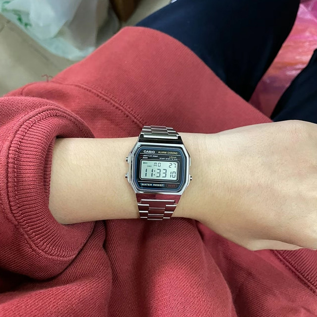 Casio Casio watch men's retro small square silver watch student female ...